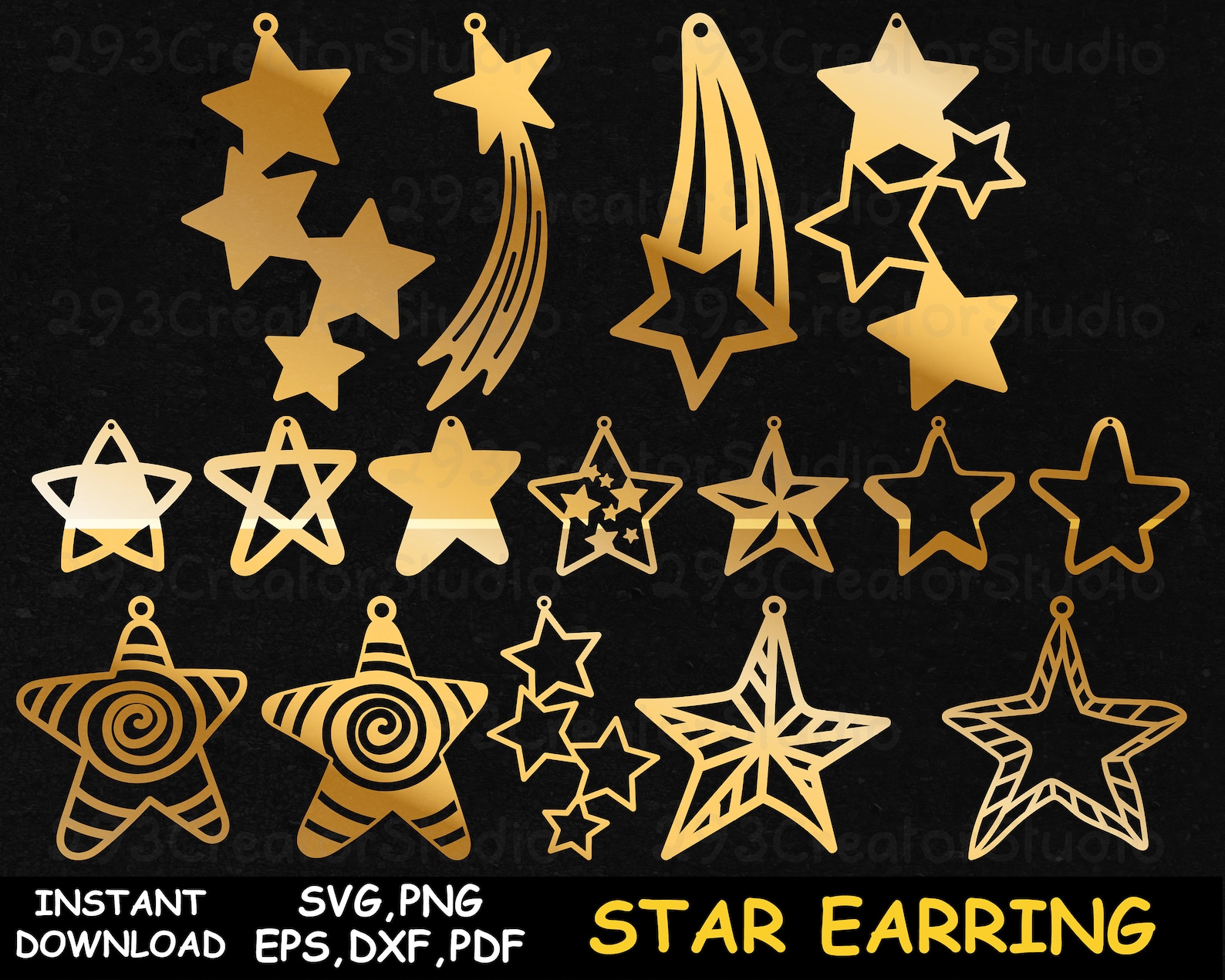 Star Earring Svg Leather Earring Svg Star SVG Template Earring - Etsy