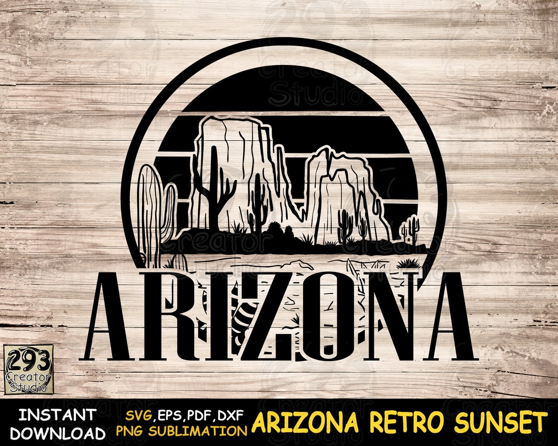 Arizona Mountain Rock Svg, Desert Landscape Svg Cut Files, Retro Sun ...