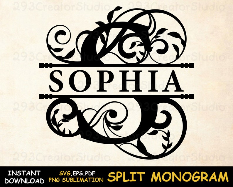 Split Monogram Svg Border Svg Alphabet Floral Split Font Png - Etsy