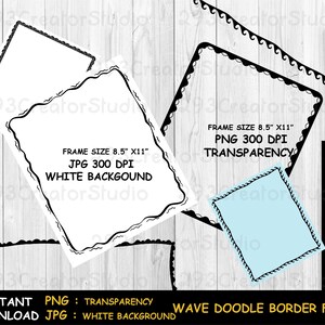 Wave Border Clipart, Doodle Frame PNG, Rectangle Frame Png, Digital ...