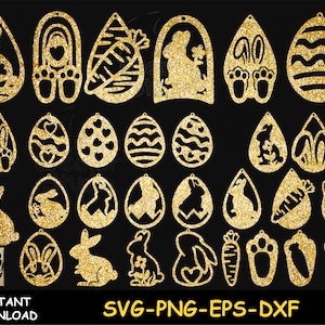 SVG Files for Cricut, Easter Earring Bundle, Bunny Svg Earring Template ...