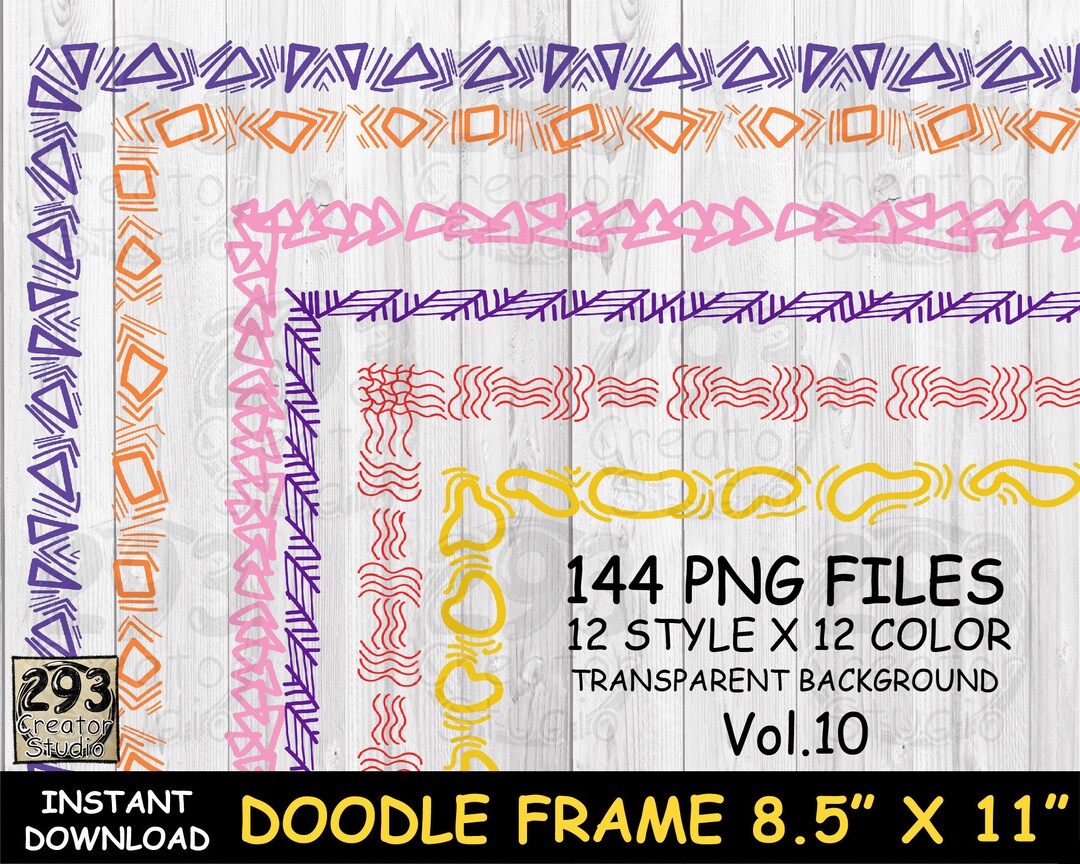 Printable Frame 8.5 X 11 PNG Border Doodle Frame Png Digital - Etsy ...