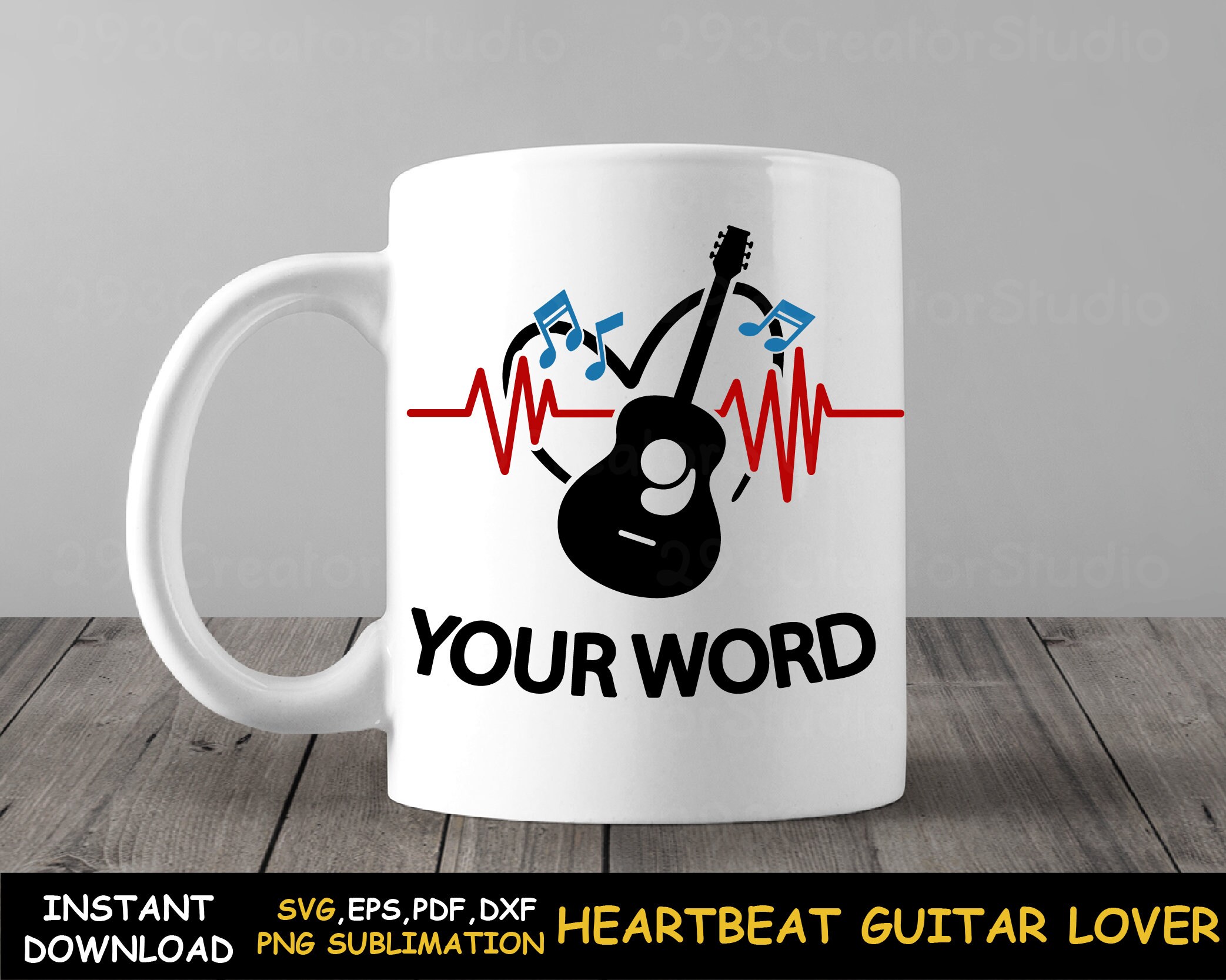 Heartbeat Guitar Svg, Guitar Lover Clipart Png, Guitarist Svg Music ...