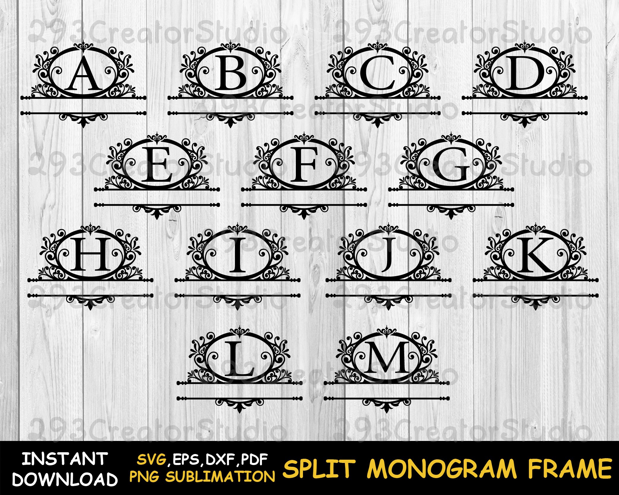Split Letter Monogram Svg Split Monogram Frame Svg Alphabet - Etsy