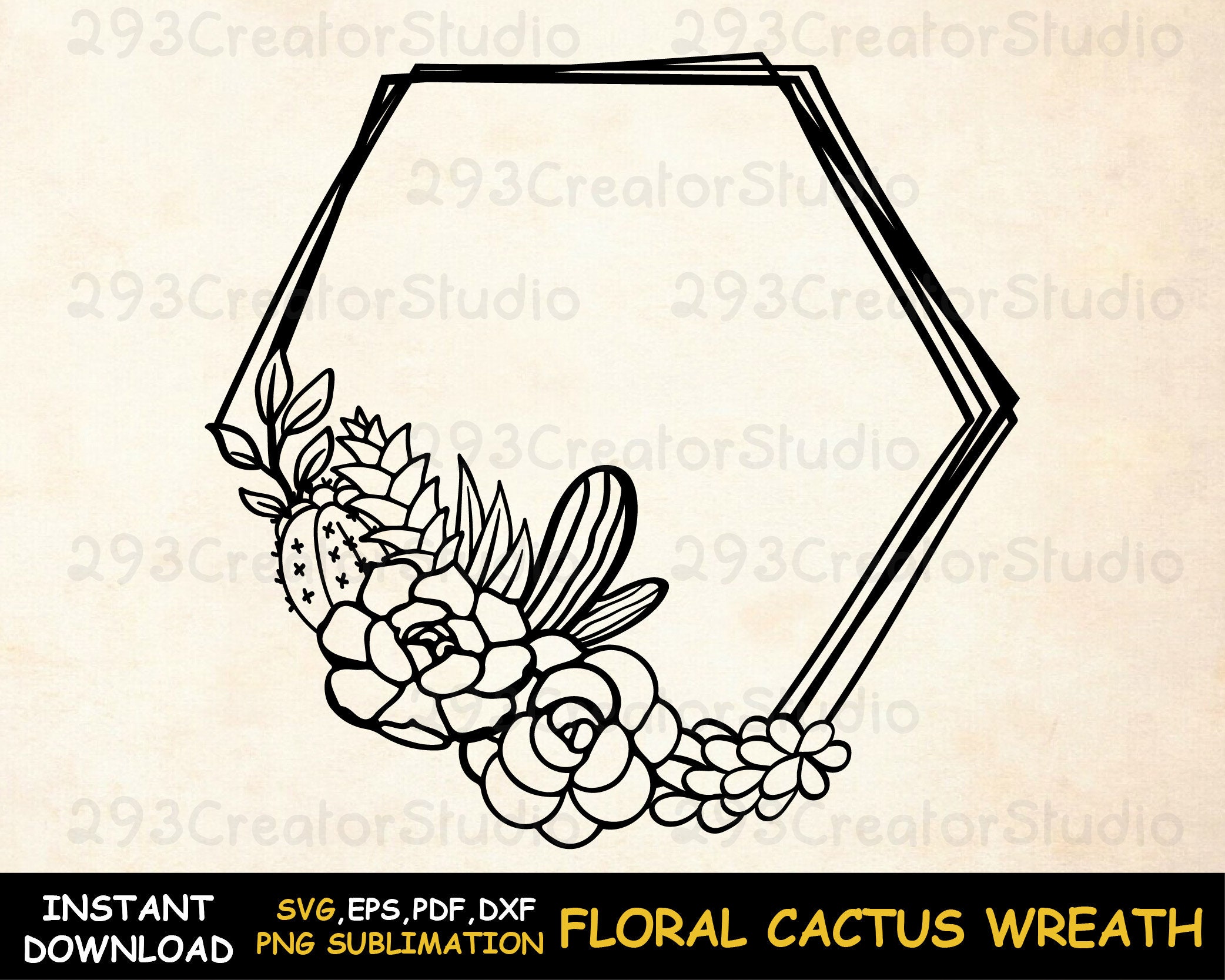 Cactus Frame Svg, Floral Frame Png Print Shirt, Western Svg Design for ...