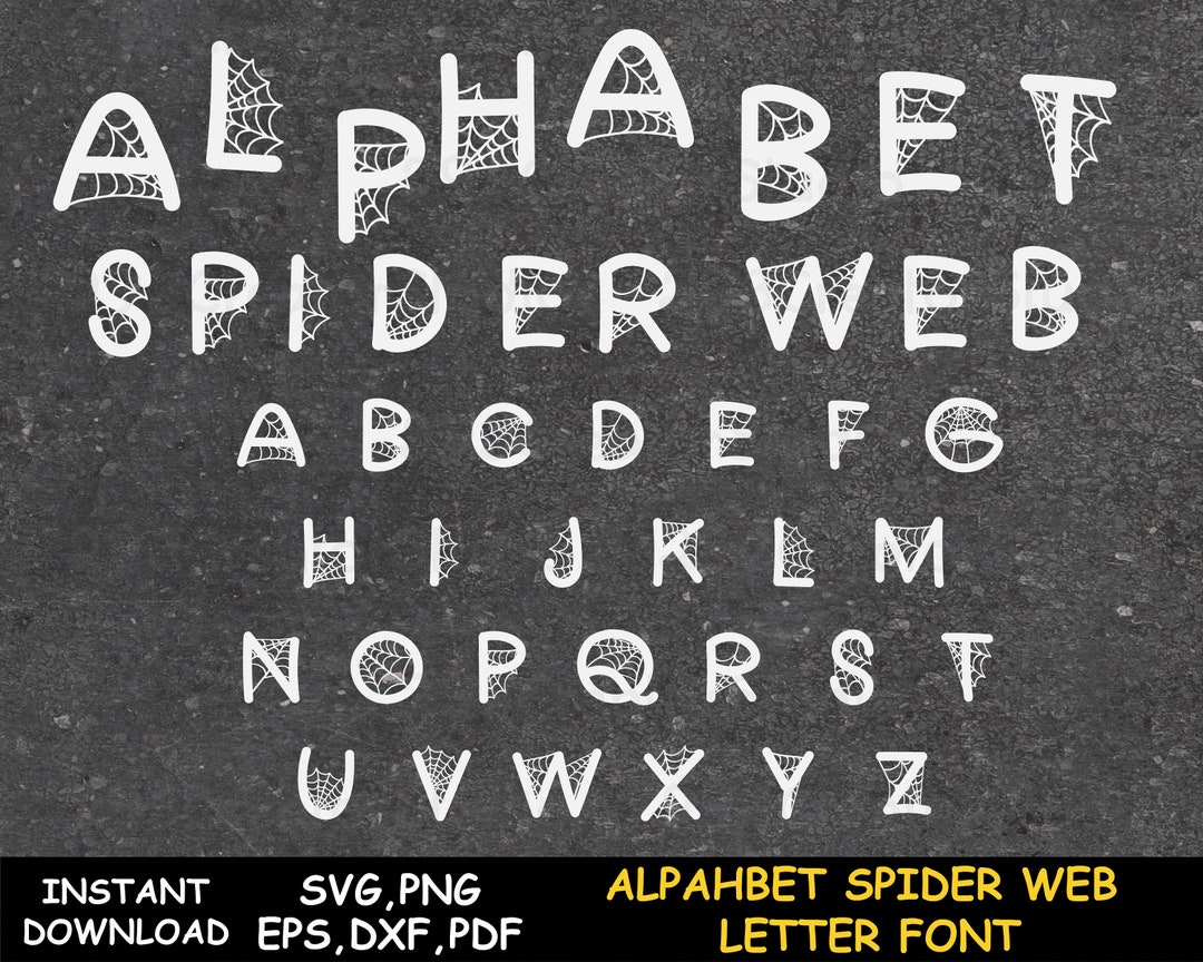 Alphabet Spider Web Svg, Halloween Text Decor Svg, Spider Web Letter ...