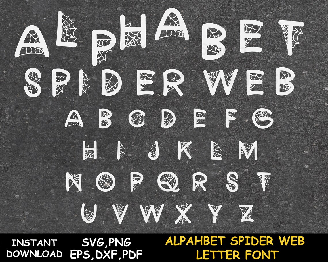 Alphabet Spider Web svg Halloween Text Decor svg Spider Web | Etsy
