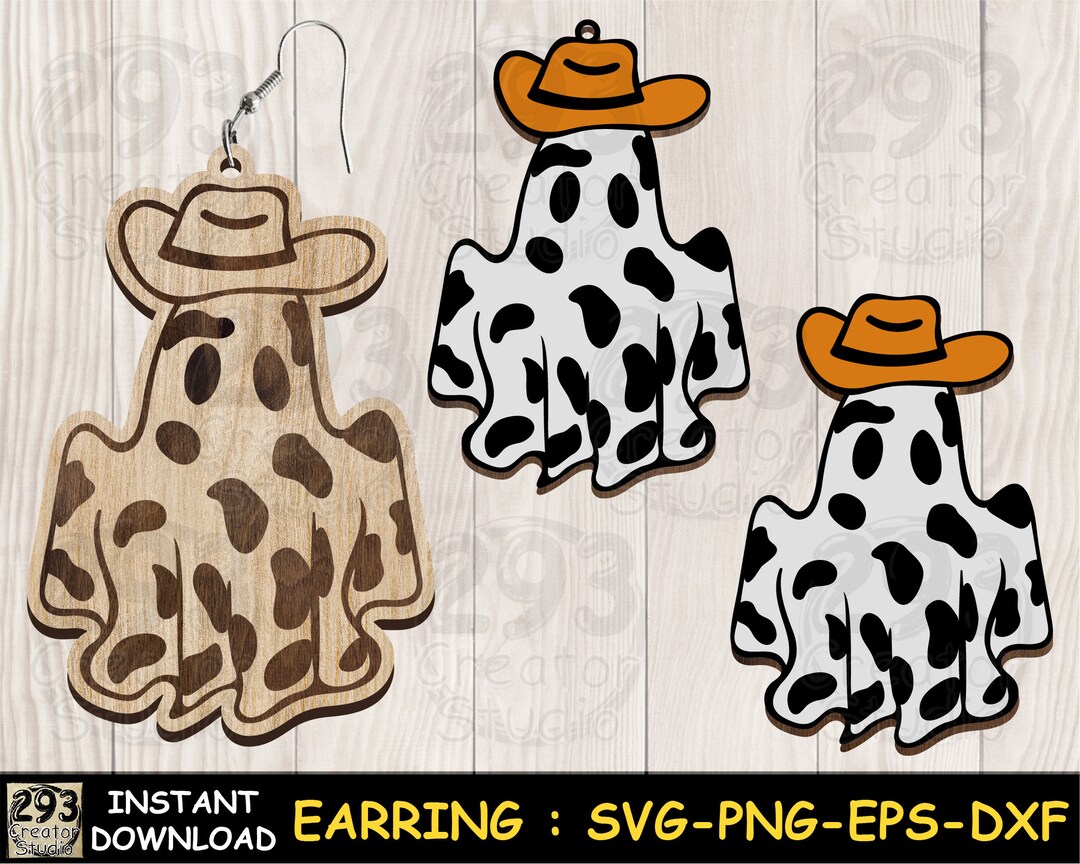 Halloween Earring SVG, Boo Haw Earring Cut Files, Cute Ghost SVG ...