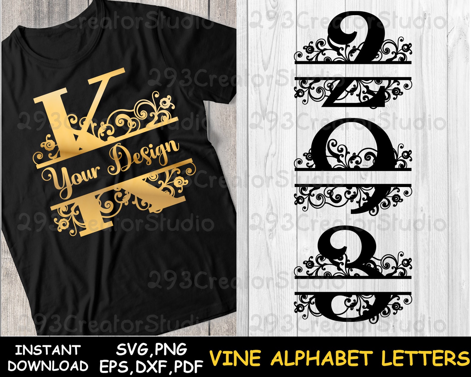Flower Split Monogram Svg Alphabet Floral Svg Split Letter Svg - Etsy