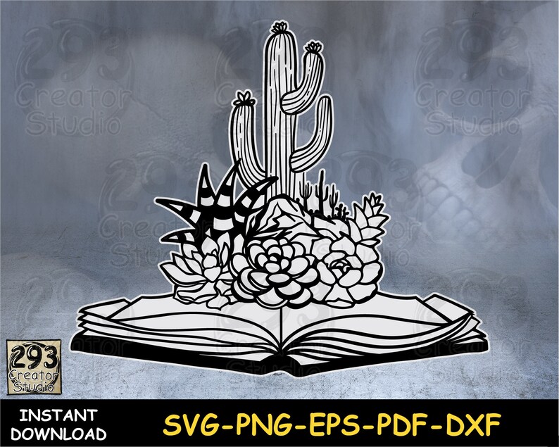 Cactus Book SVG for Shirt Book Nerd Svg Reading Png - Etsy