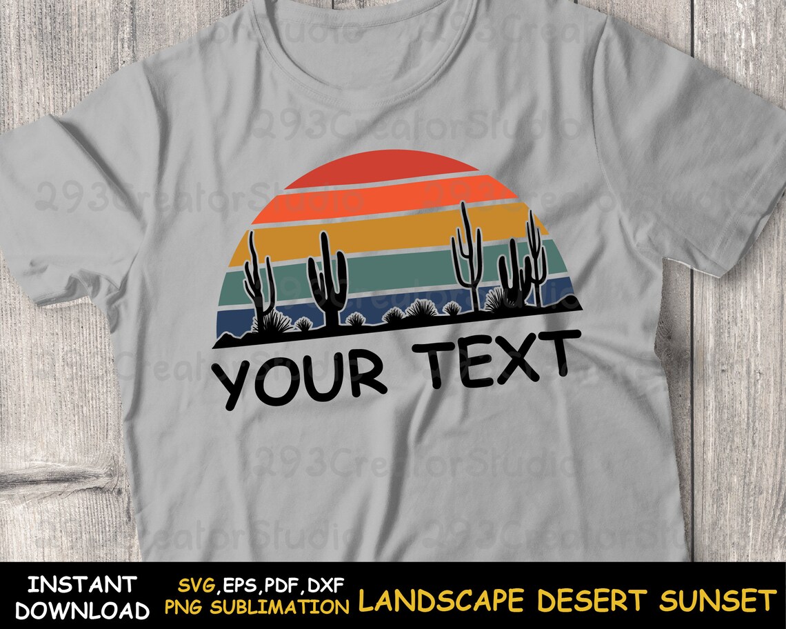 Retro Sunset Svg Cut Files Silhouette Desert Scene PNG Shirt - Etsy