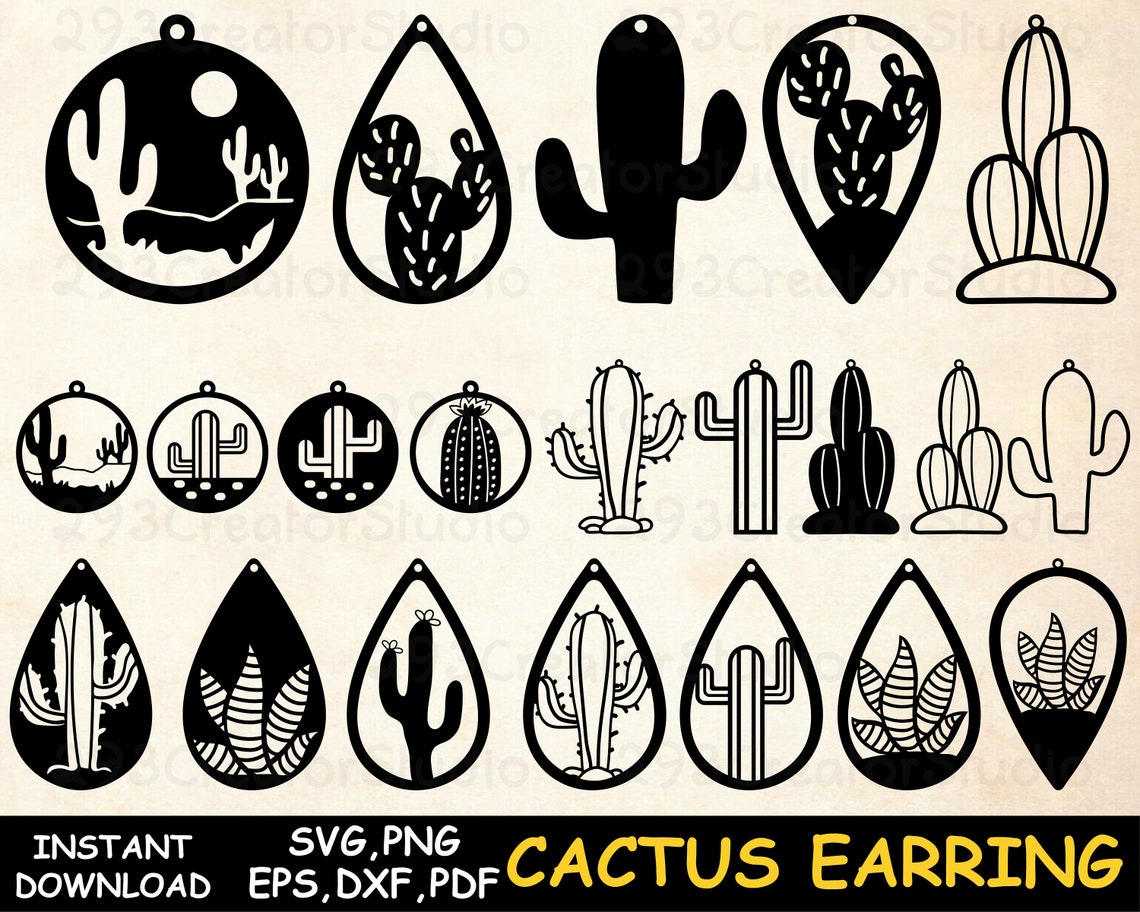 Cactus Earring Svg Succulent Earring Svg Plant Earring Svg - Etsy