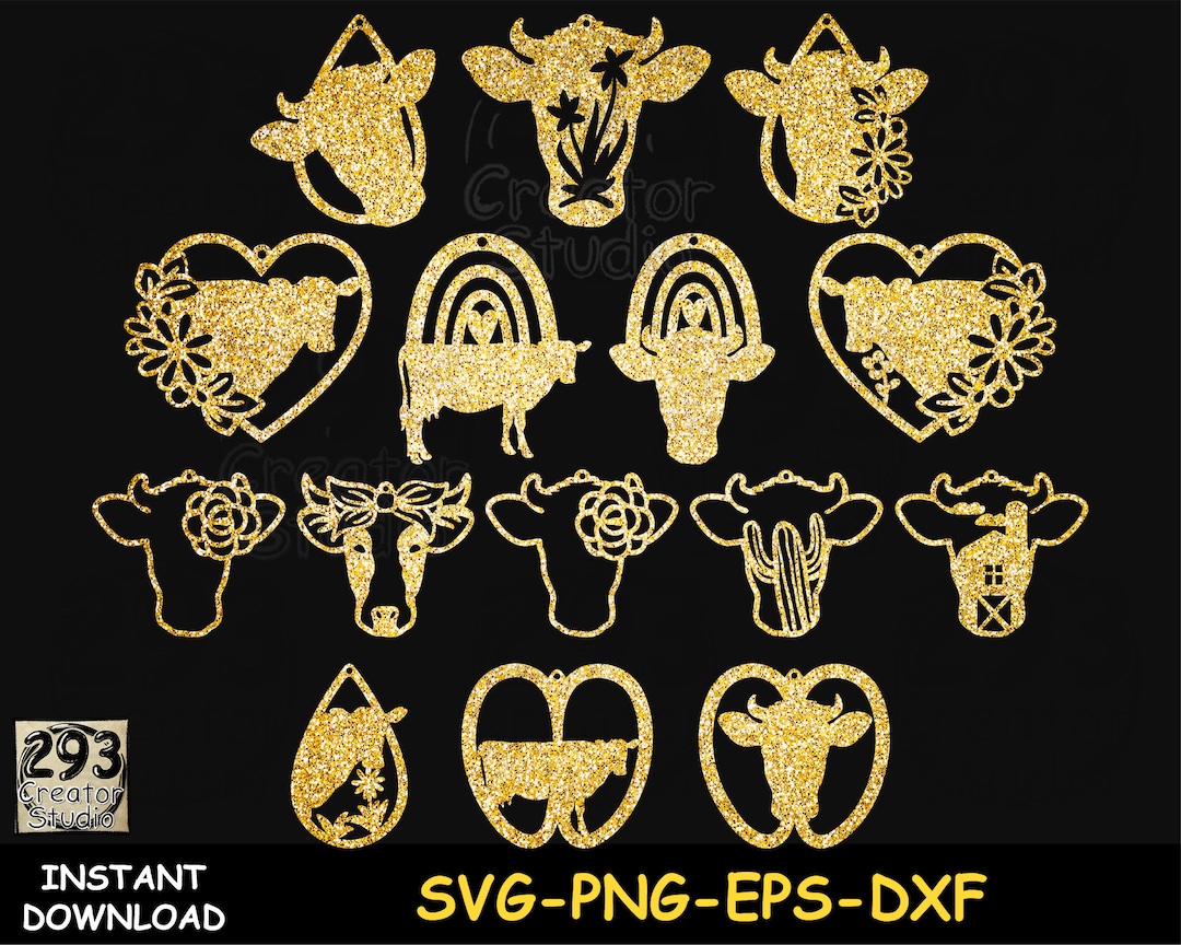 SVG Files for Cricut, Cow Earring Bundle, Mother's Day Gift Idea for ...