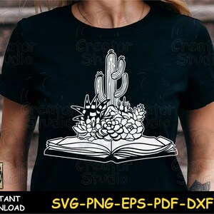 Cactus Book SVG for Shirt, Book Nerd Svg, Reading Png Sublimation ...