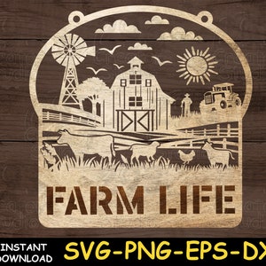 Farm Sign SVG, Farmhouse Scene SVG, Door Hanger Sign Svg, Laser Cut ...