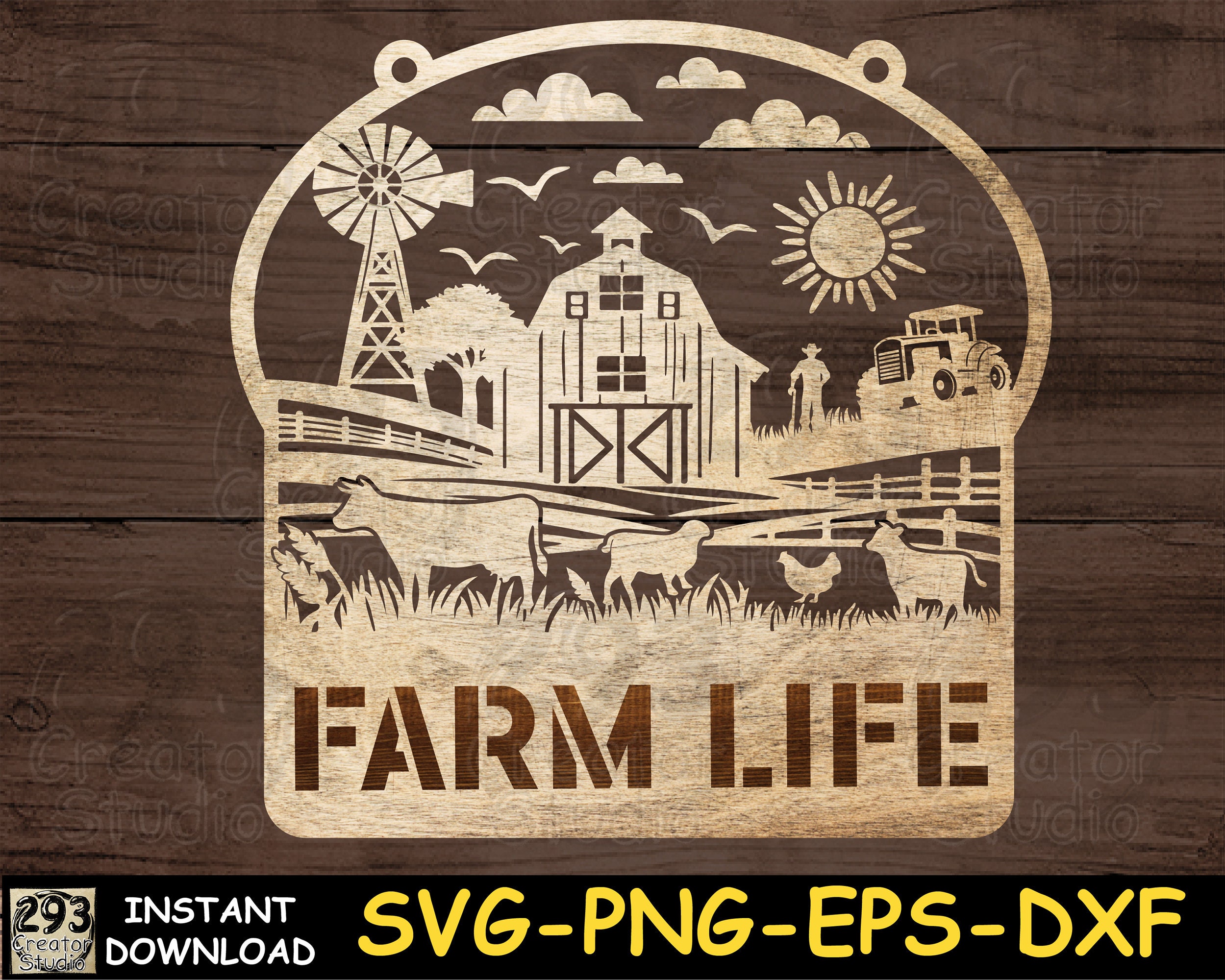 Farm Sign SVG, Farmhouse Scene SVG, Door Hanger Sign Svg, Laser Cut ...