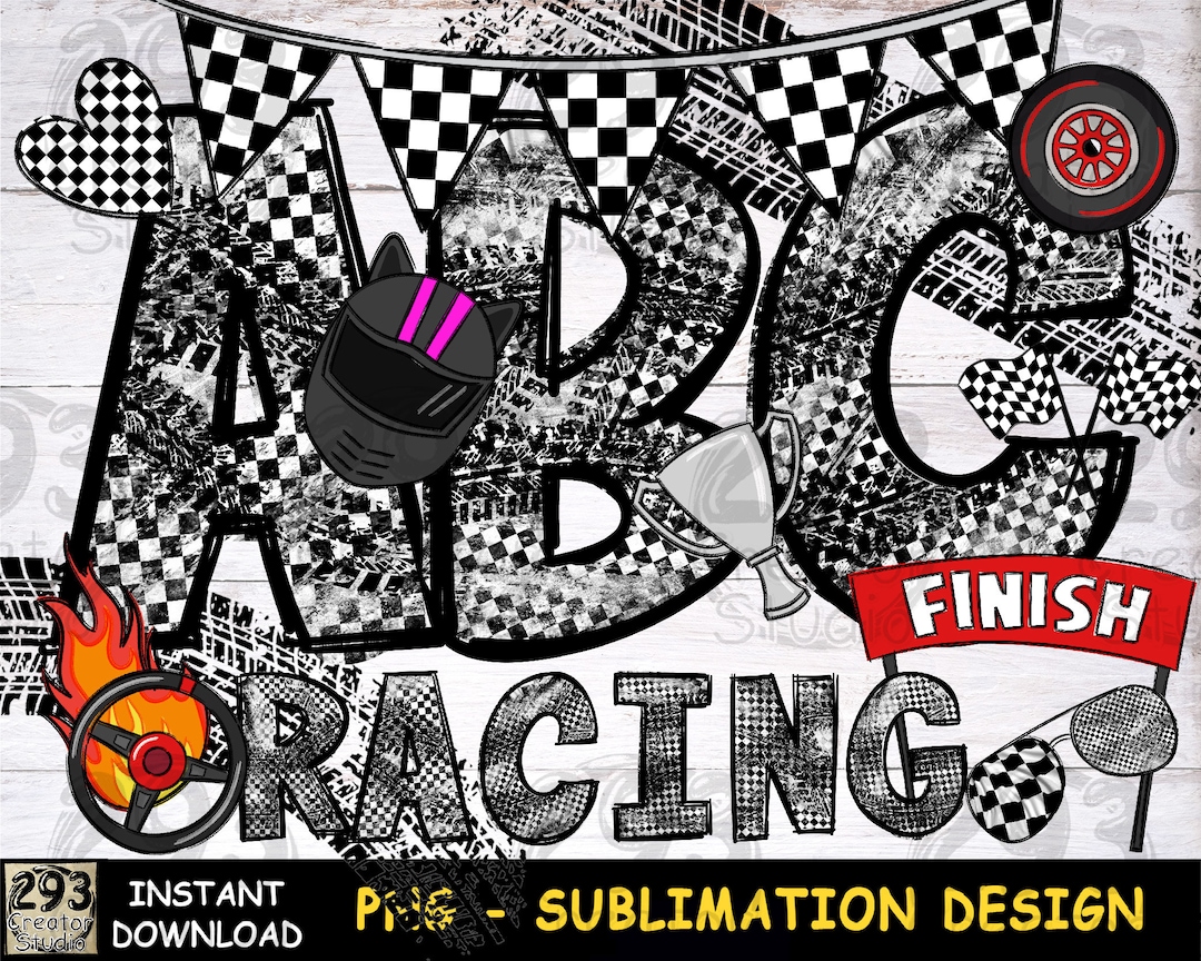 Racing Alphabet Design, Checkered Flag Pattern, Png Sublimation Shirt ...
