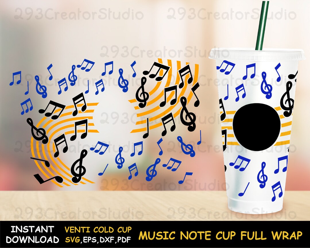 Treble Clef Notes Cold Cup Svg Music Note Cup Full Wrap Svg - Etsy