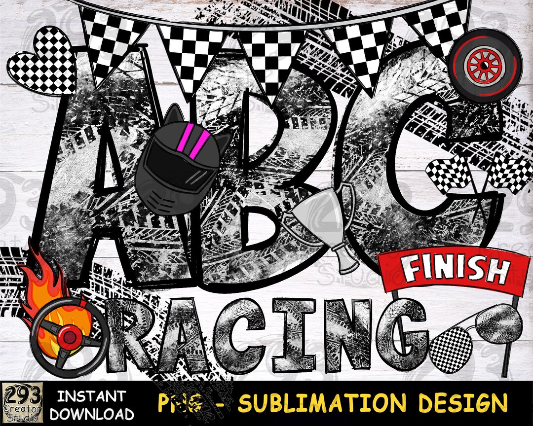 Sport Racing Alphabet, PNG Sublimation Letter Font Design, Tire Tracks ...