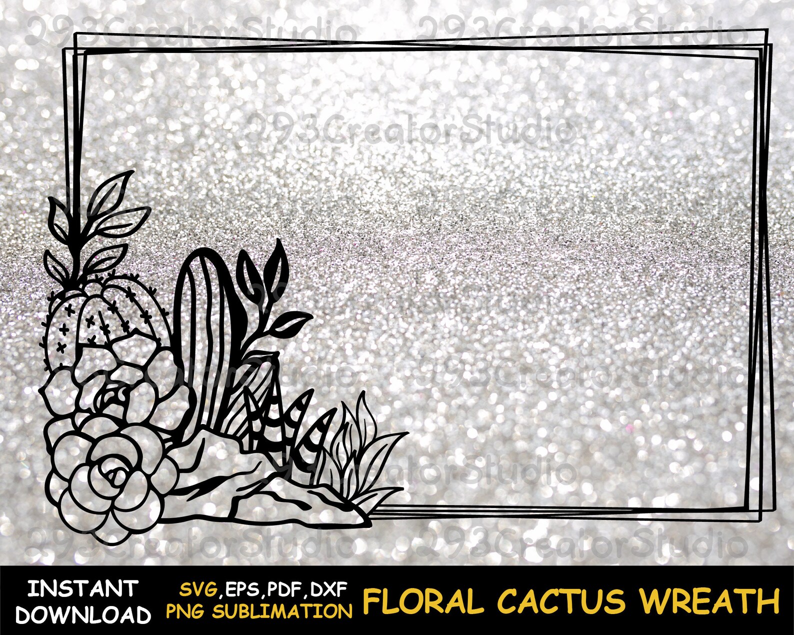 Cactus Frame Svg Floral Frame Png Print Shirt Western Svg - Etsy