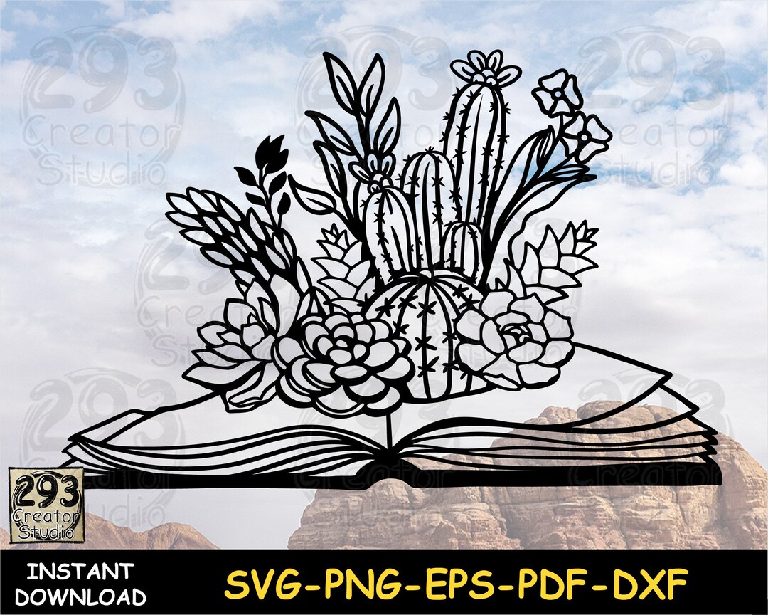 Cactus Book Nerd Png, Reading Svg Design, Book Lover Svg, Idea Gift ...