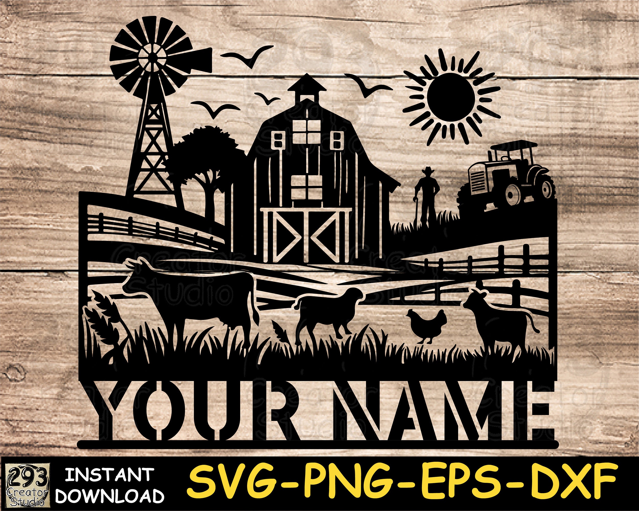 Farm Sign SVG, Farmhouse Scene SVG, Door Hanger Sign Svg, Laser Cut ...