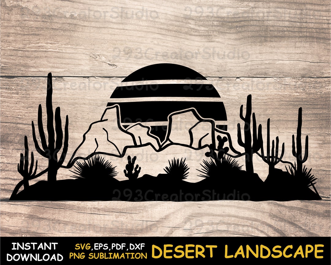 Landscape Desert Png, Cactus Svg, Western Desert Cactus Svg, Arizona ...