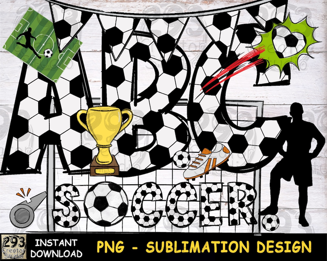 Soccer Alphabet Png, Letter and Number Sublimation Design, Hand Drawn ...