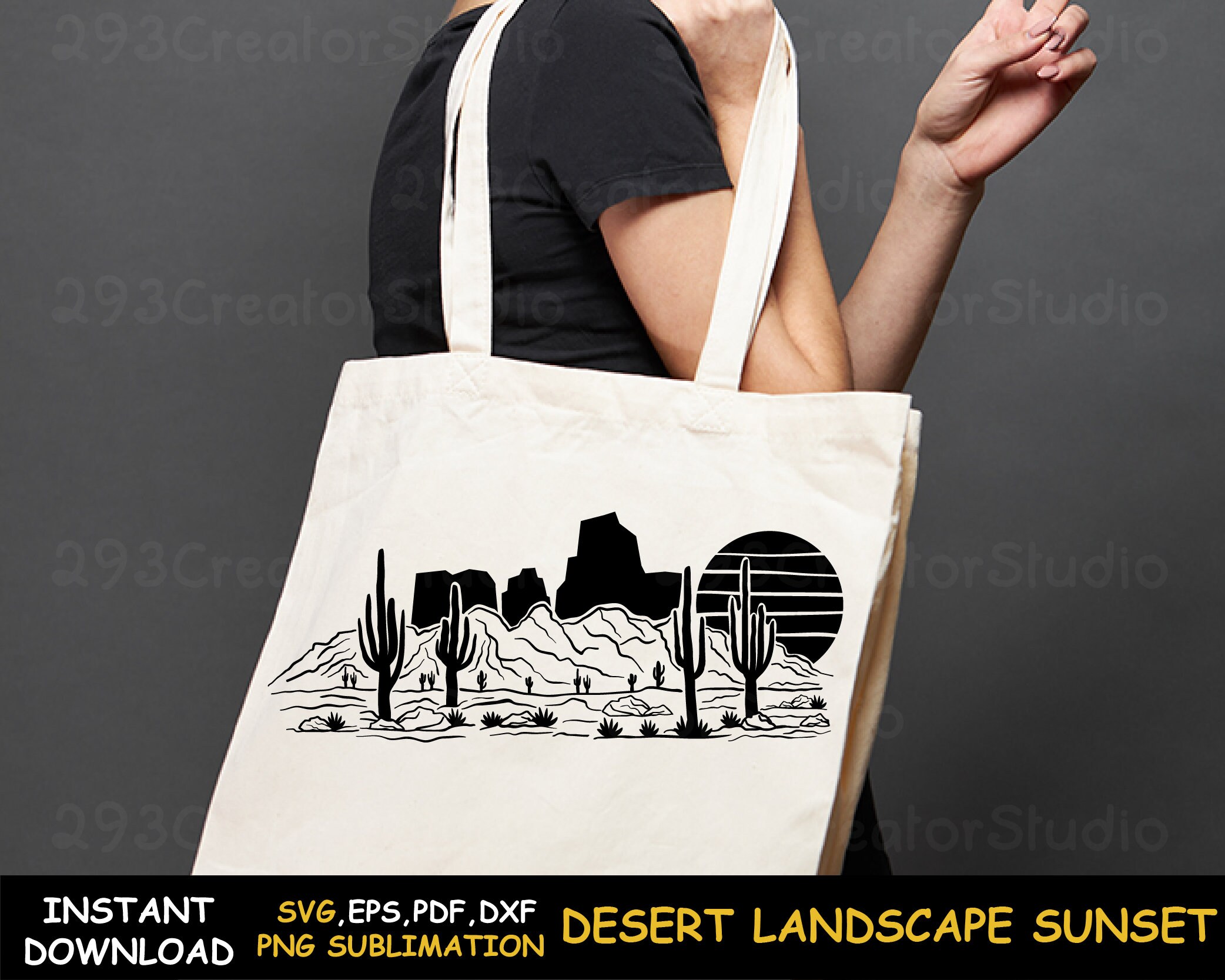 Western Desert Cactus Svg Landscape Desert Cactus Svg Desert | Etsy