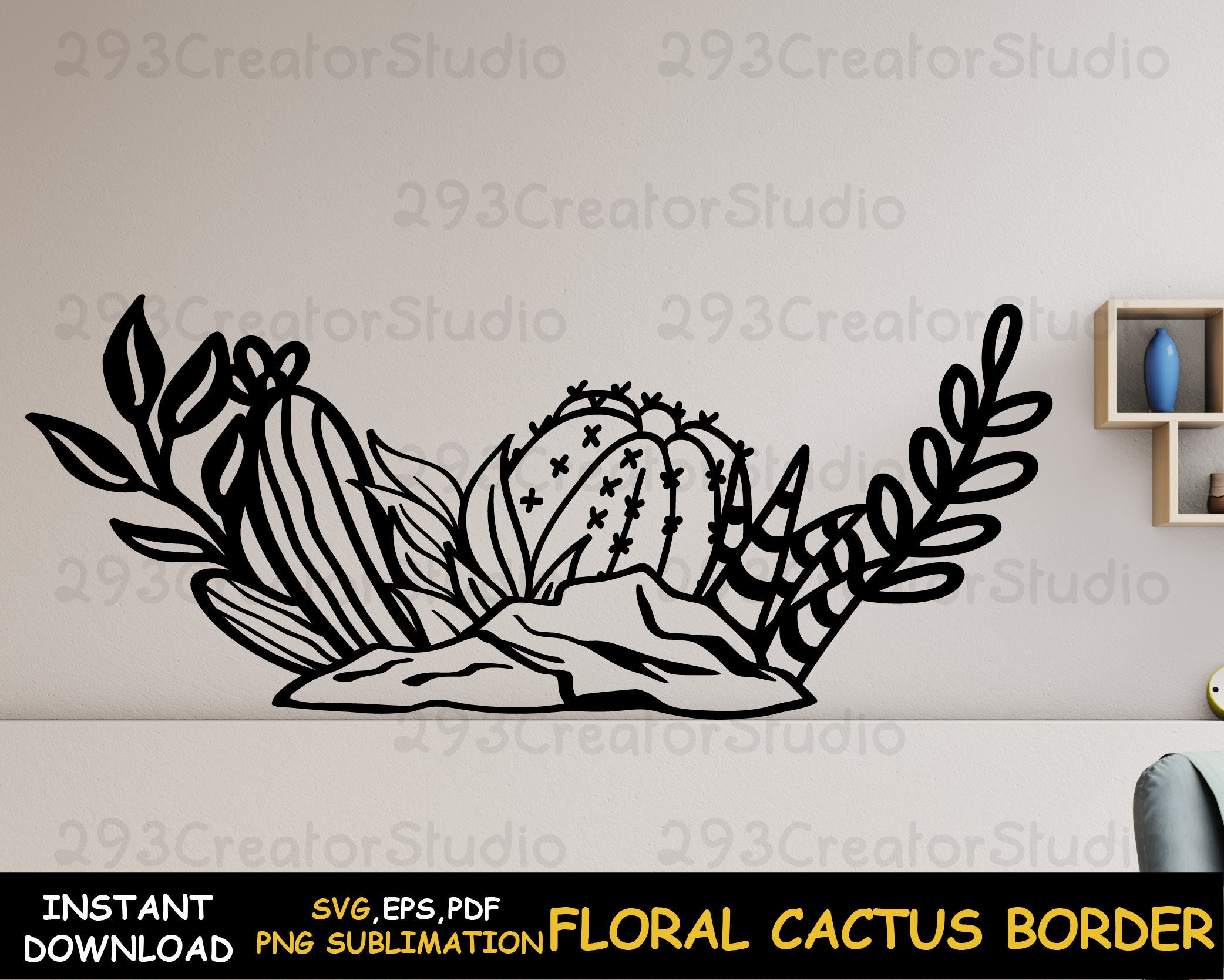 Floral Cactus Border Svg Cactus Frame Png Print Shirt - Etsy