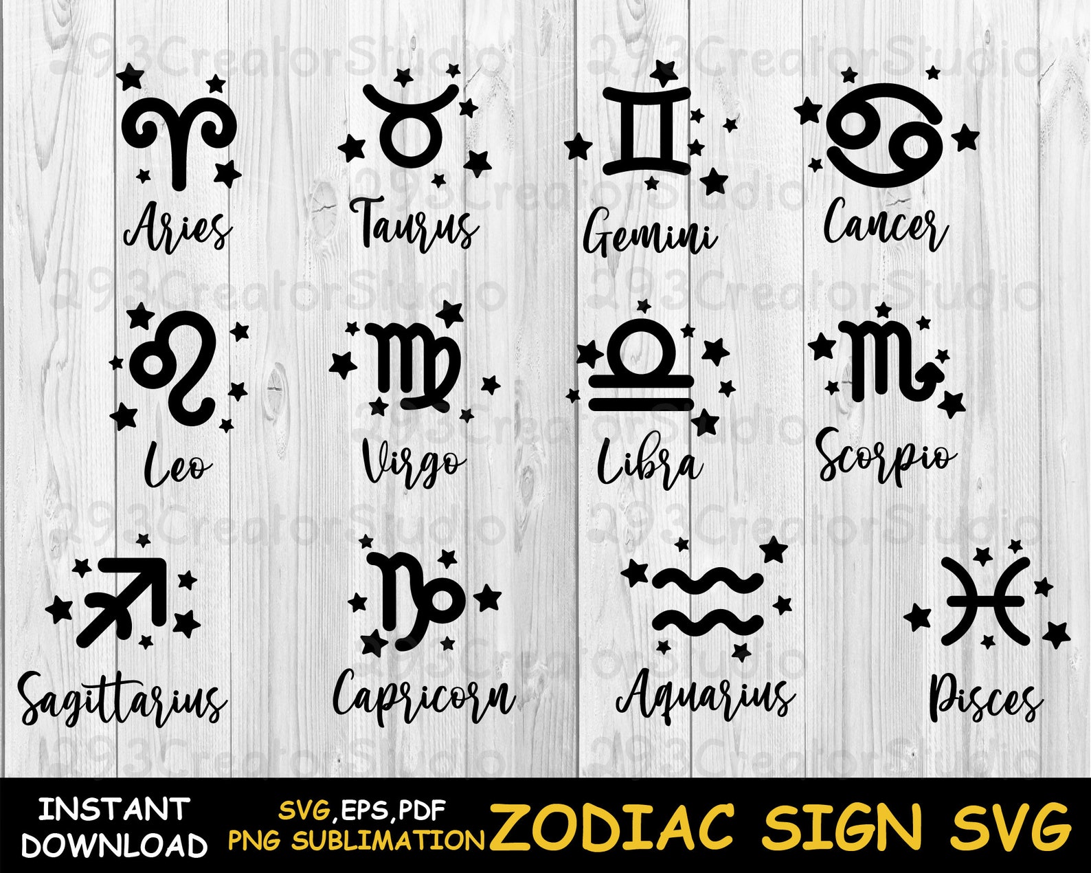 Zodiac Sign SVG Zodiac Star Svg Capricorn Svg Sagittarius Svg - Etsy