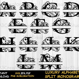 Wedding Monogram SVG Cut Files, Alphabet Split Monogram Mug Press Gift ...