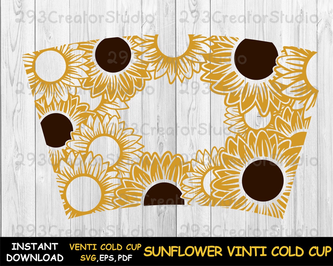 Sunflower Full Wrap Svg, Decal Cold Cup SVG, Sunflower Zentangle Svg ...