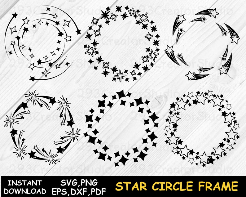 Firework svg Star Wreath svg Star Frame svg Decal Comet svg | Etsy