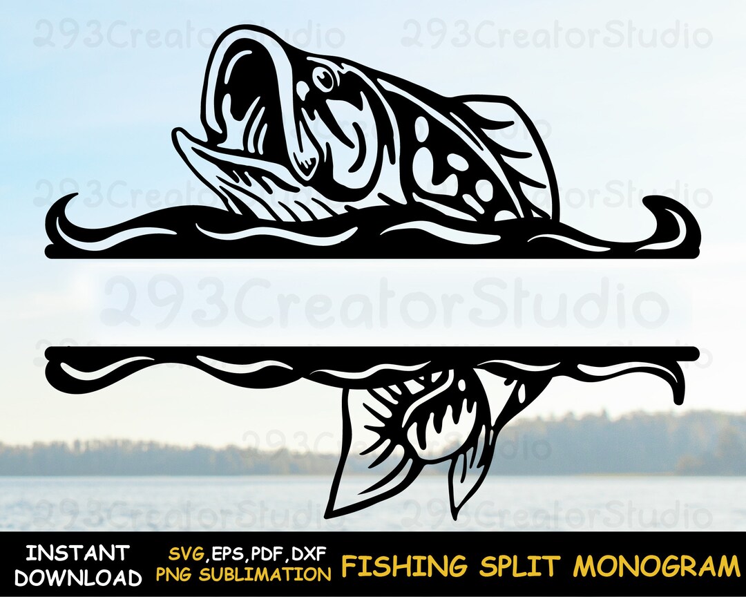 Fish Monogram Svg, Bass Fish SVG Cut Files, Fisherman Shirt Gift for ...