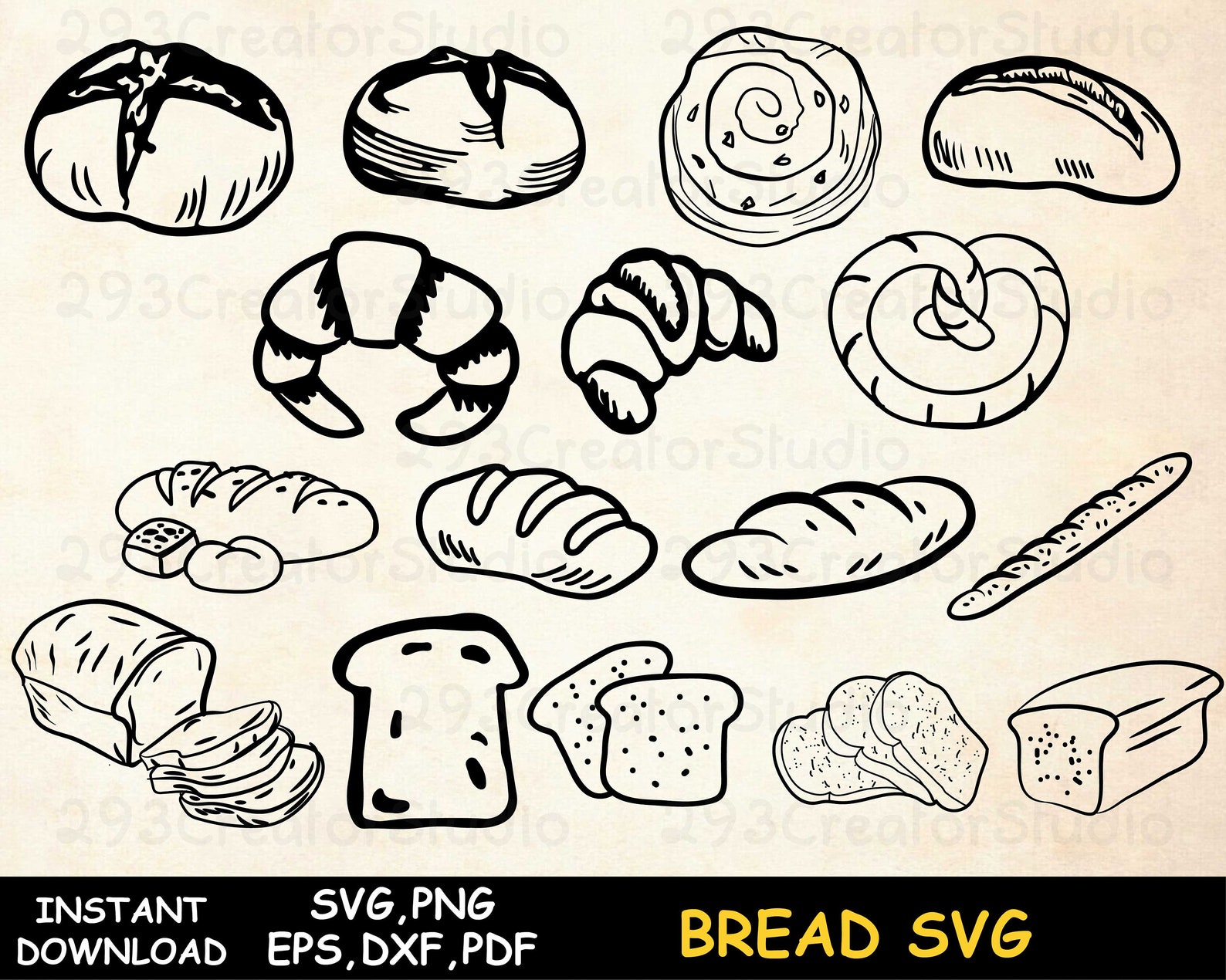 Brot Svg Küche Svg Silhouette Bäckerei Svg geschnitten Datei ...