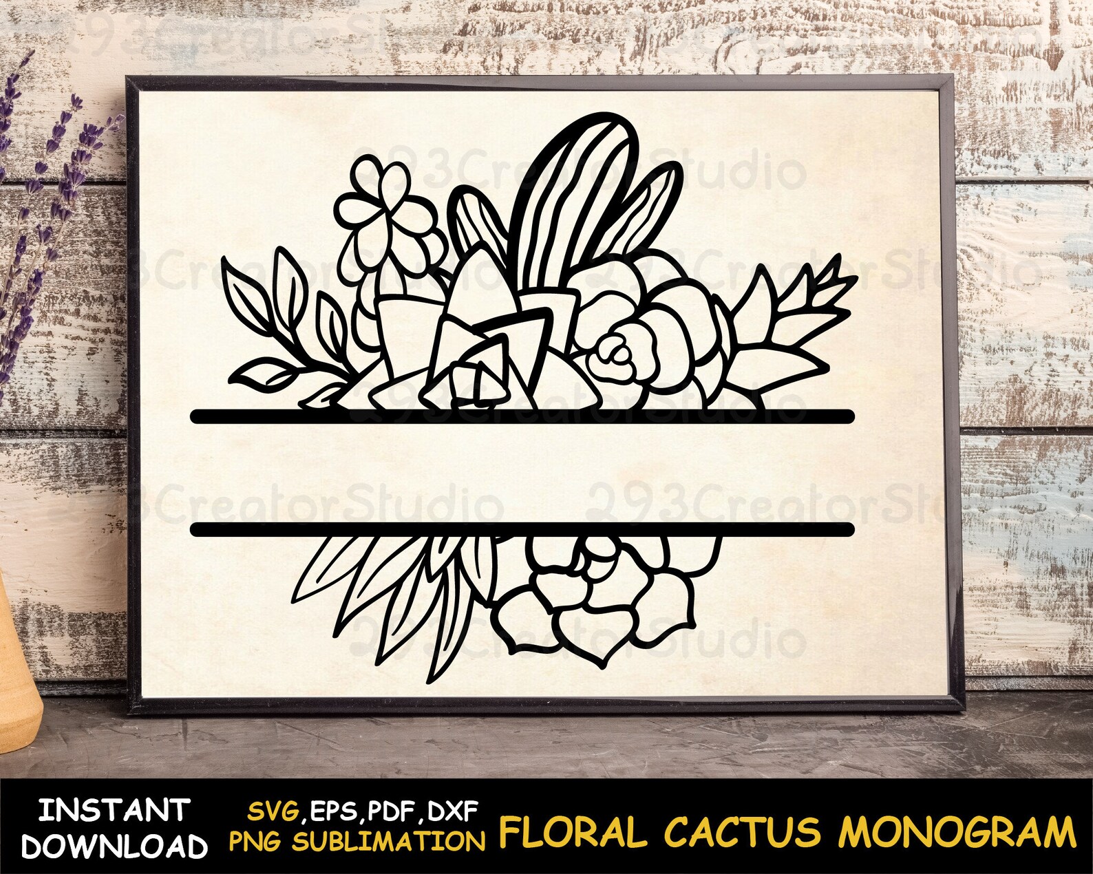 Cactus Border SVG Cacti Svg Cactus Monogram Split Monogram - Etsy