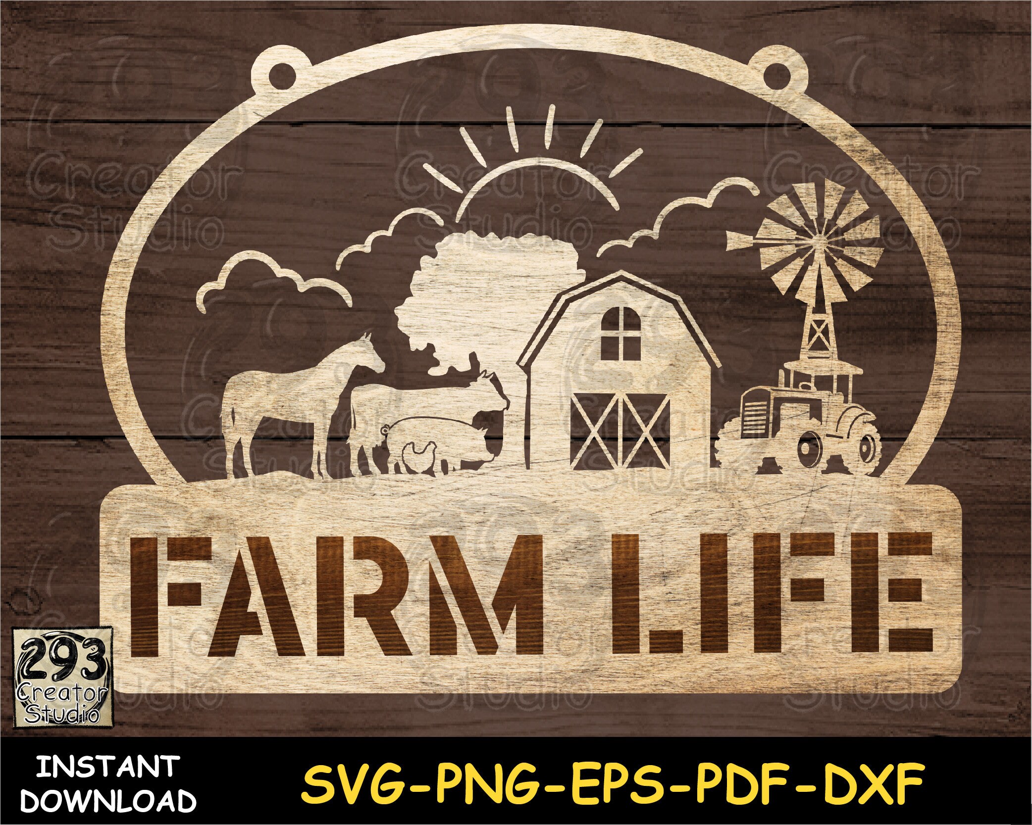 Farm Life SVG, Farm Scene PNG Design, Landscape PNG Sublimation, Hand ...