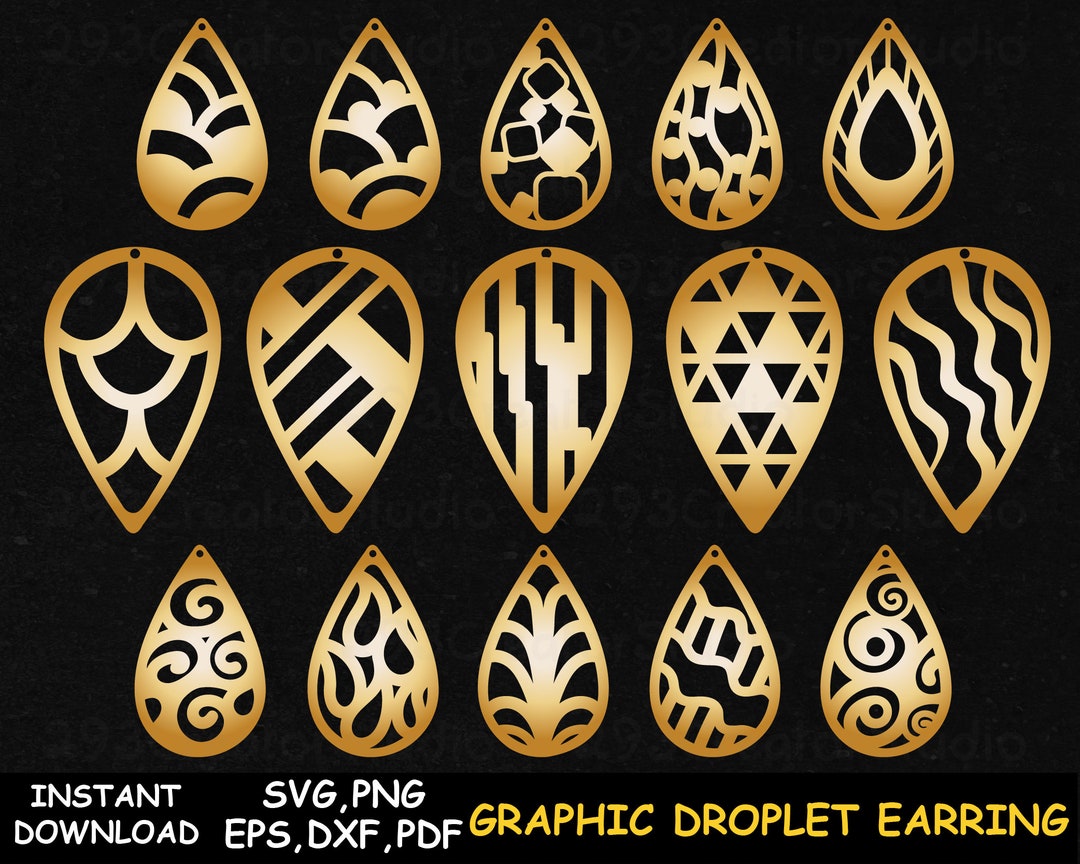 Teardrop Earring Svg, Droplet Earring Svg, Earring Leather Svg ...
