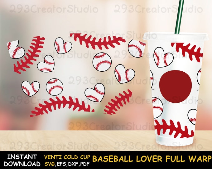 Baseball Full Wrap Venti Cold Cup SVG Baseball Lover Svg Softball Mom ...