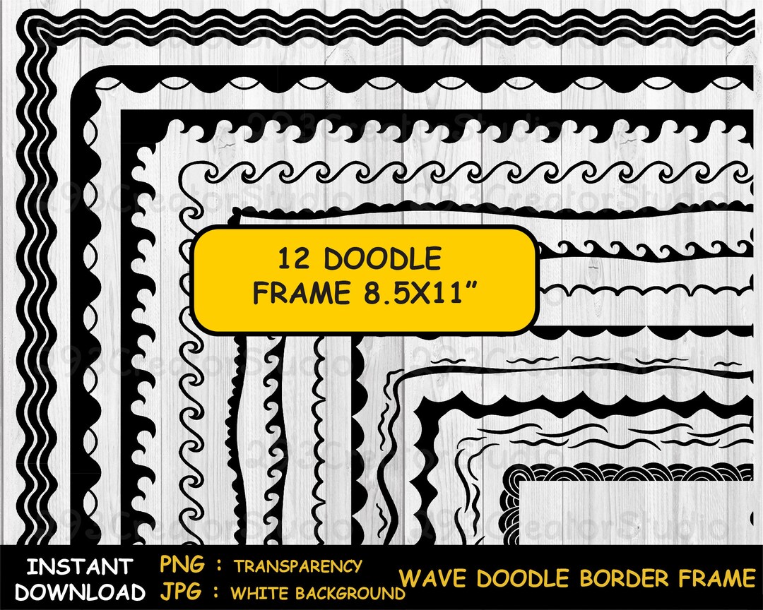 Wave Border Clipart, Doodle Frame PNG, Rectangle Frame Png, Digital ...