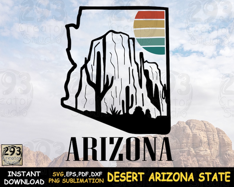 Arizona Map Svg Mountain Rock Desert Landscape Cut Files - Etsy