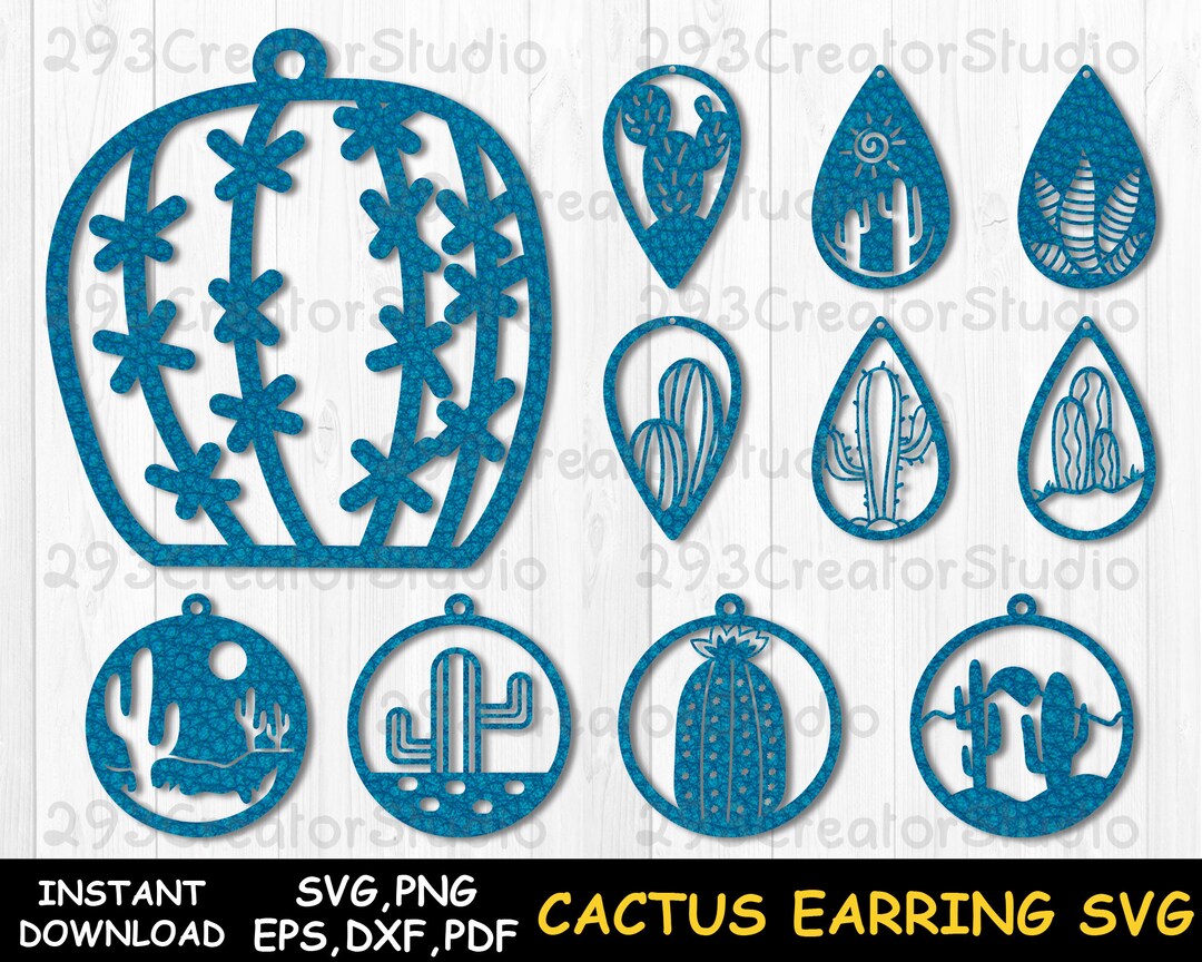 Cacti Earring Cut Files, Succulent Earring Svg, Plant Earring Gift Idea ...