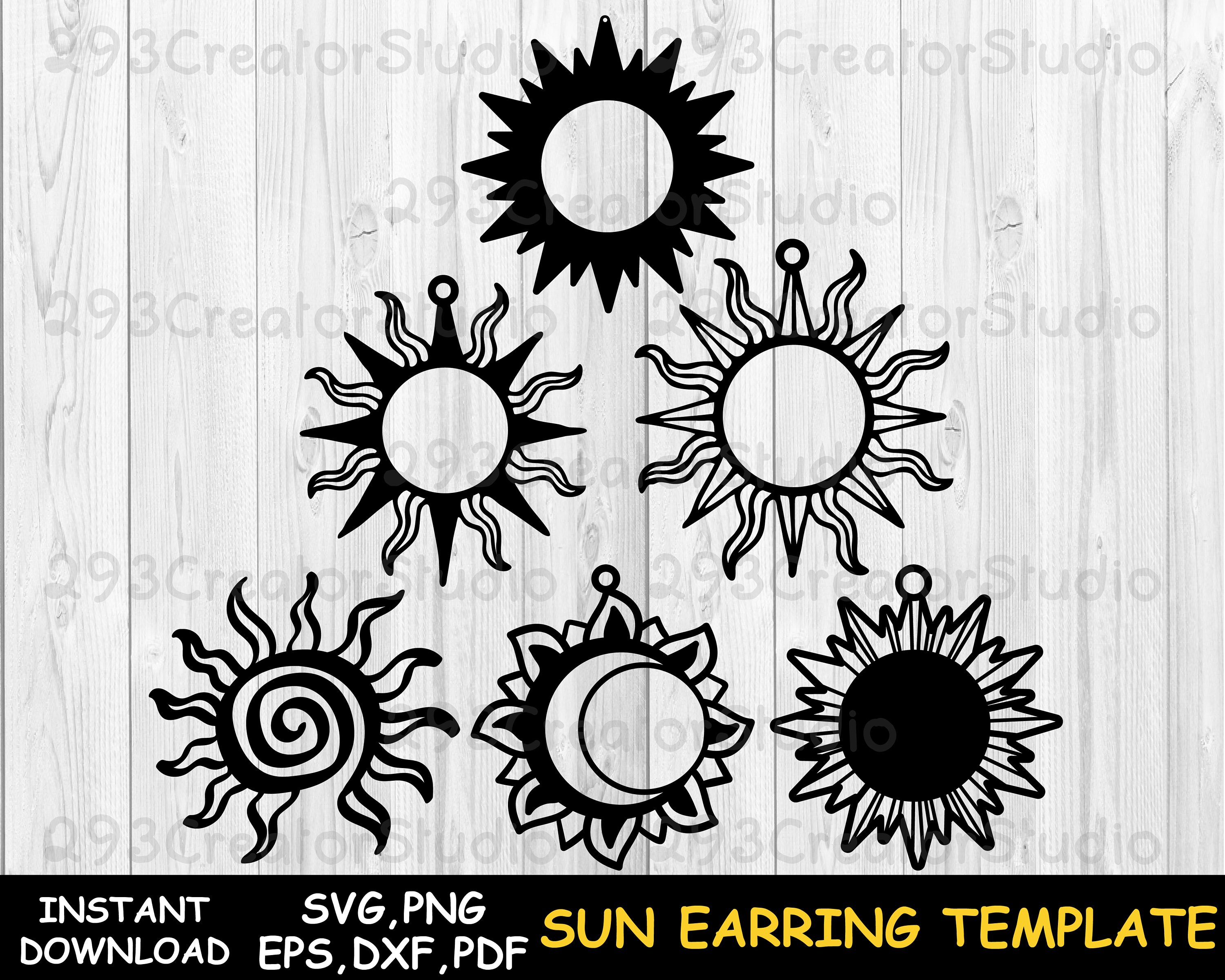 Sun Earring Svg Bundle Sun Pendant Template Sun Svg Earring - Etsy