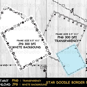 Star Border Clipart, Doodle Frame PNG, Rectangle Frame Png, Digital ...