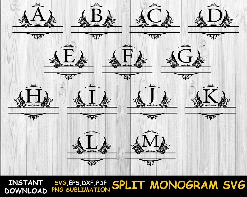 Split Monogram SVG Split Letter Svg Alphabet split font png | Etsy