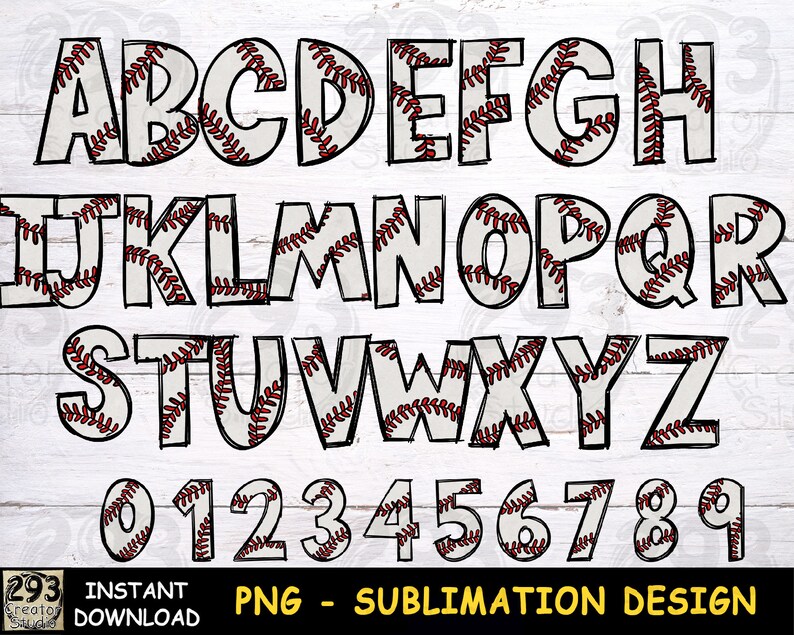Baseball Alphabet Png Letter and Number Sublimation Design - Etsy