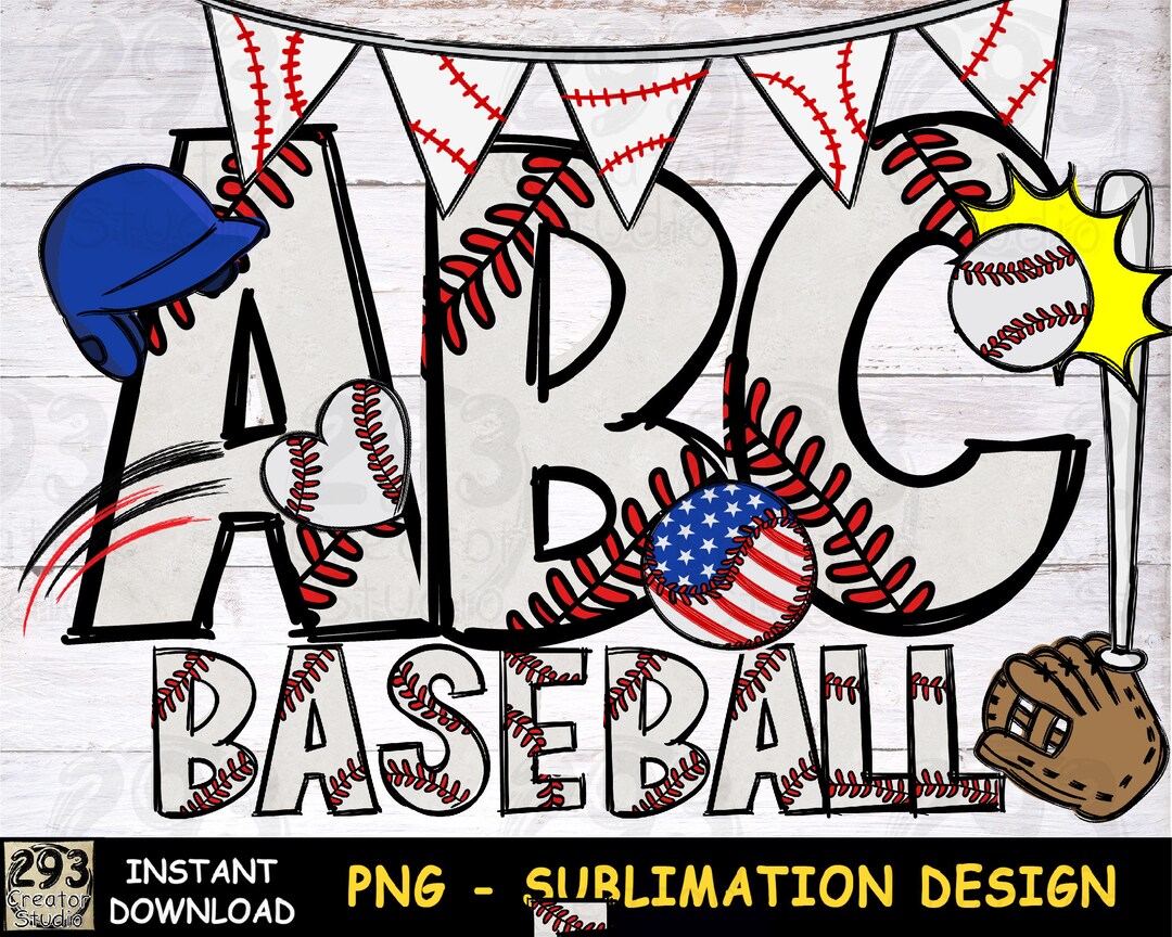 Baseball Alphabet Png, Letter and Number Sublimation Design, Hand Drawn ...