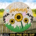 Hello Sunflower Sign, Summer Round Door Hanger Glowforge Laser Cut File ...