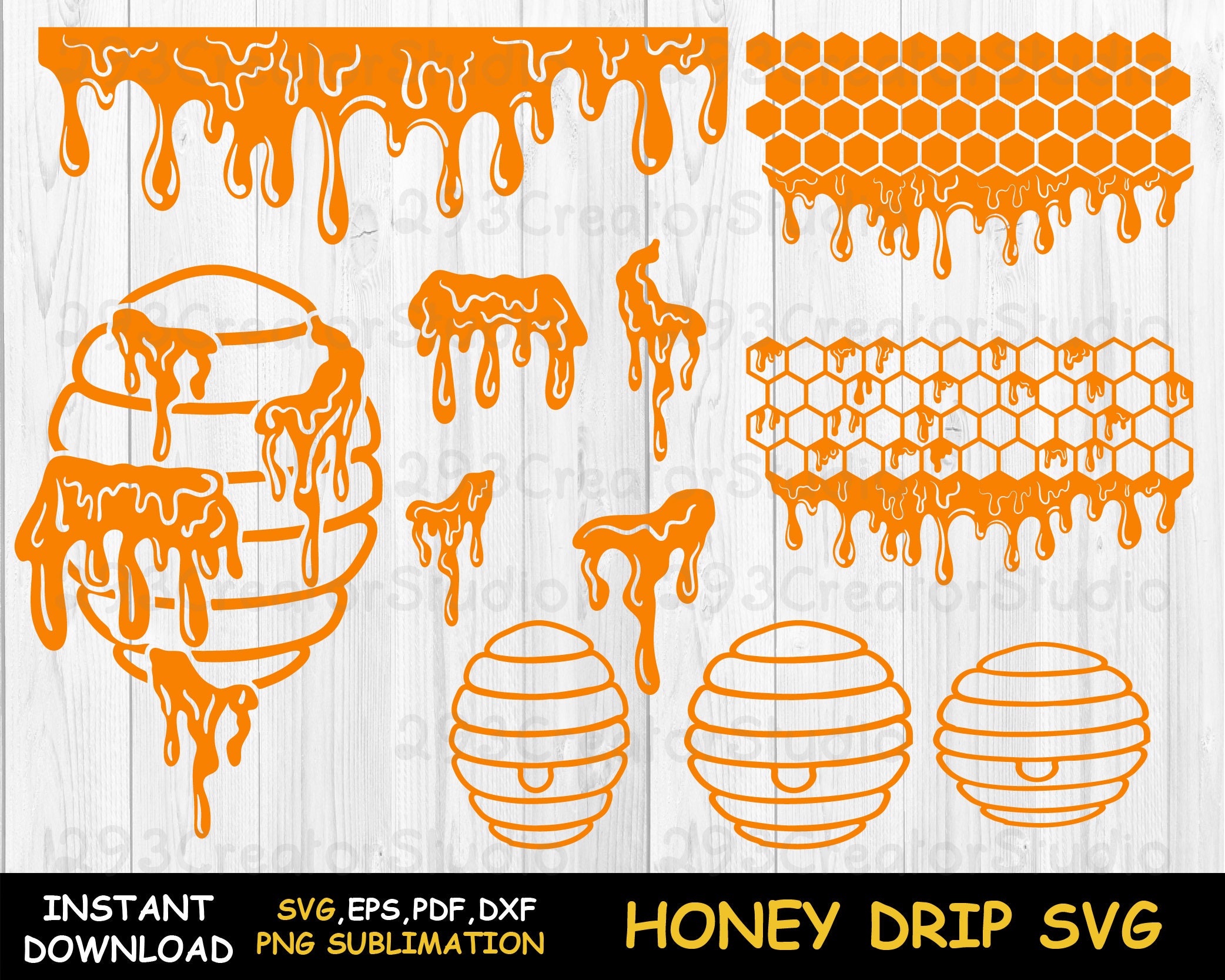 Honey Drip Svg Honeybee Svg Beehive Svg Honeycomb Pattern | Etsy